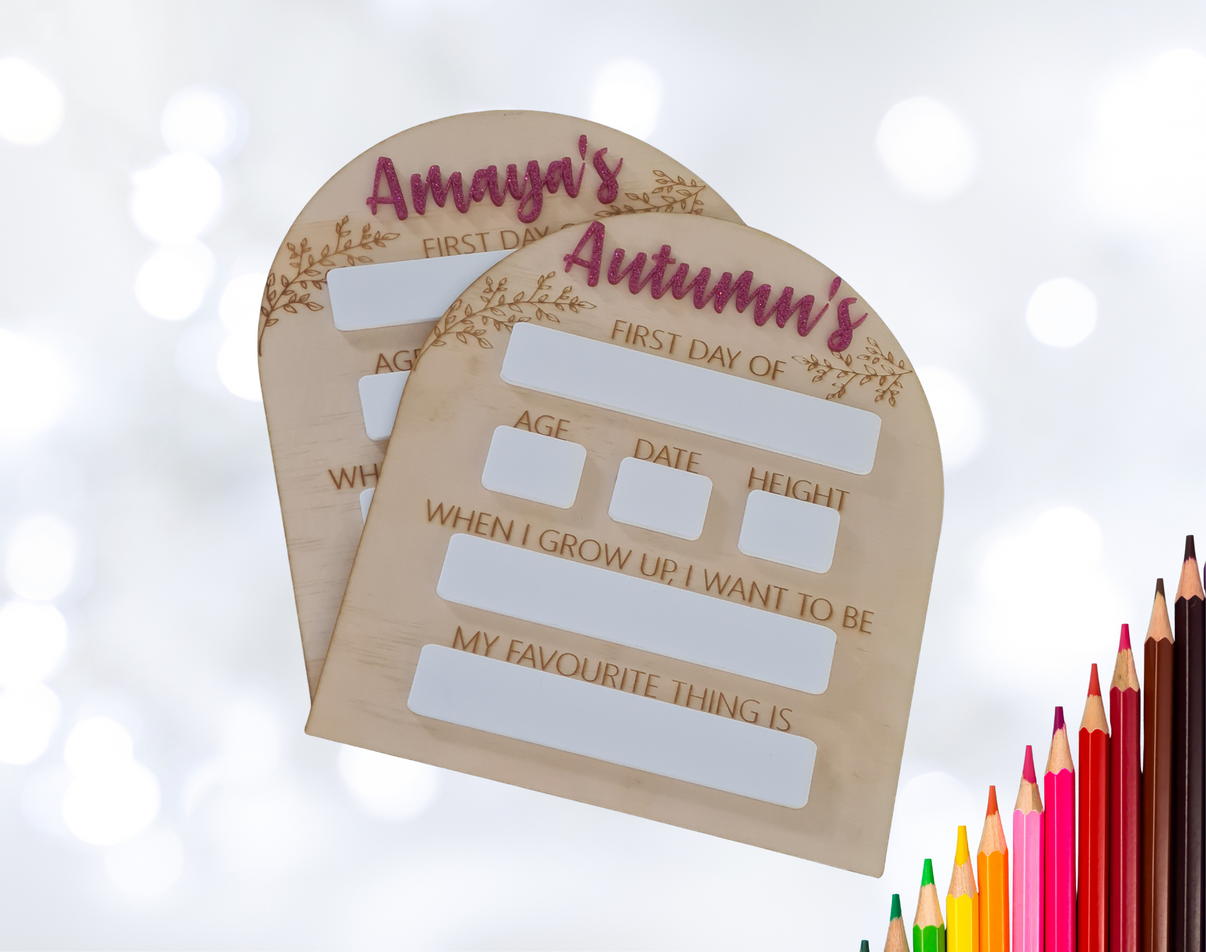 Personalised First Day Board - Botanical – Pelican Designs